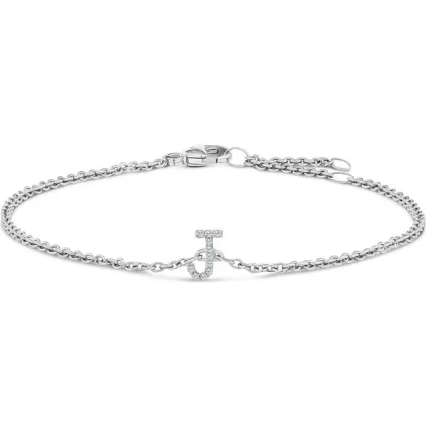 HAUS OF BRILLIANCE 10k Gold Diamond Accent Initial Charm Link Bracelet - White | J